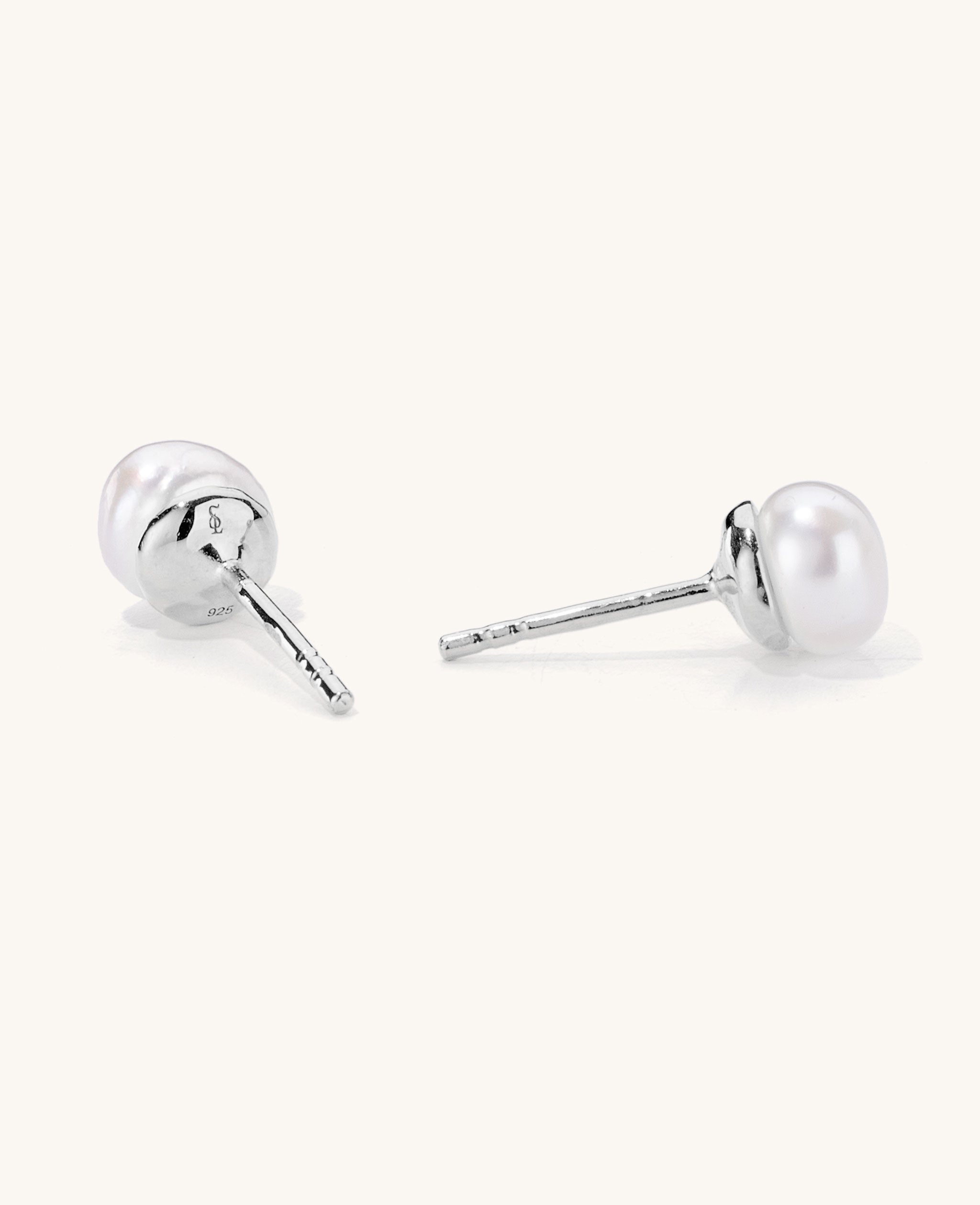 Small Baroque Pearl Studs Sterling Silver | Spells Of Love